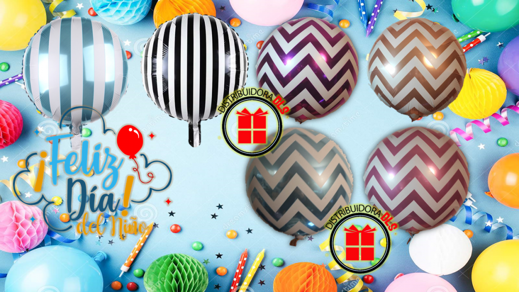 12 Globos Rayas c/varillas - $6.500 - DistribuidoraDLS